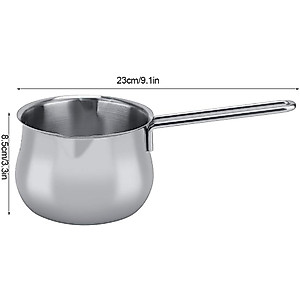 Haofy Stainless Steel Milk Pot, Butter Cheese Chocolate Melting Pot, Coffee Warming Pot with Dual Pour Spout, Small Saucepan, Kitchen Cooking Baking Pot for Melting Chocolate Butter