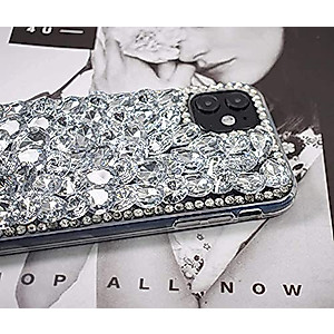 iPhone 12 /iPhone 12 Pro Bling Glitter Case,Luxury Shiny Diamond Crystal Rhinestone Sparkly Jewelled Gemstone 3D Handmade Clear Cover Case for Women Girls with iPhone 12 /iPhone 12 Pro 6.1''