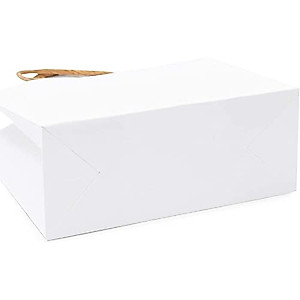 Sparkle and Bash Mini White Paper Thank You Gift Bags with Handles for Baby Shower, Birthday Party (50 Pack)