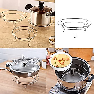 UtySty 2 Pack Wok Pan Holder Hot Stir-Fry Pans Wire Rack Steamer Dish Base Serving Stand Round Bottom Pot Trivet Bracket Stainless Steel Heat Resistant for Kitchen Table Countertops Cooling