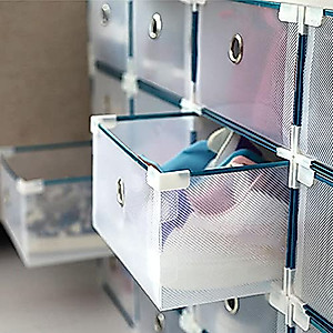 Hislaves Shoes Organizer Boxes,Stackable Drop Front Shoe Box Shoe Storage Box Space Saver Plastic Shoes Storage Bin for Home Dorm Orange