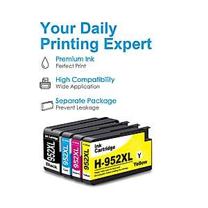 Galada Remanufactured 952Xl Ink Cartridges Combo Pack Replacement for Hp Ink 952Xl Black and Color Combo Pack Compatible with Hp OfficeJet Pro 8710 8715 8720 8210 7740 7720 7730 8725 8730 8740 Printer