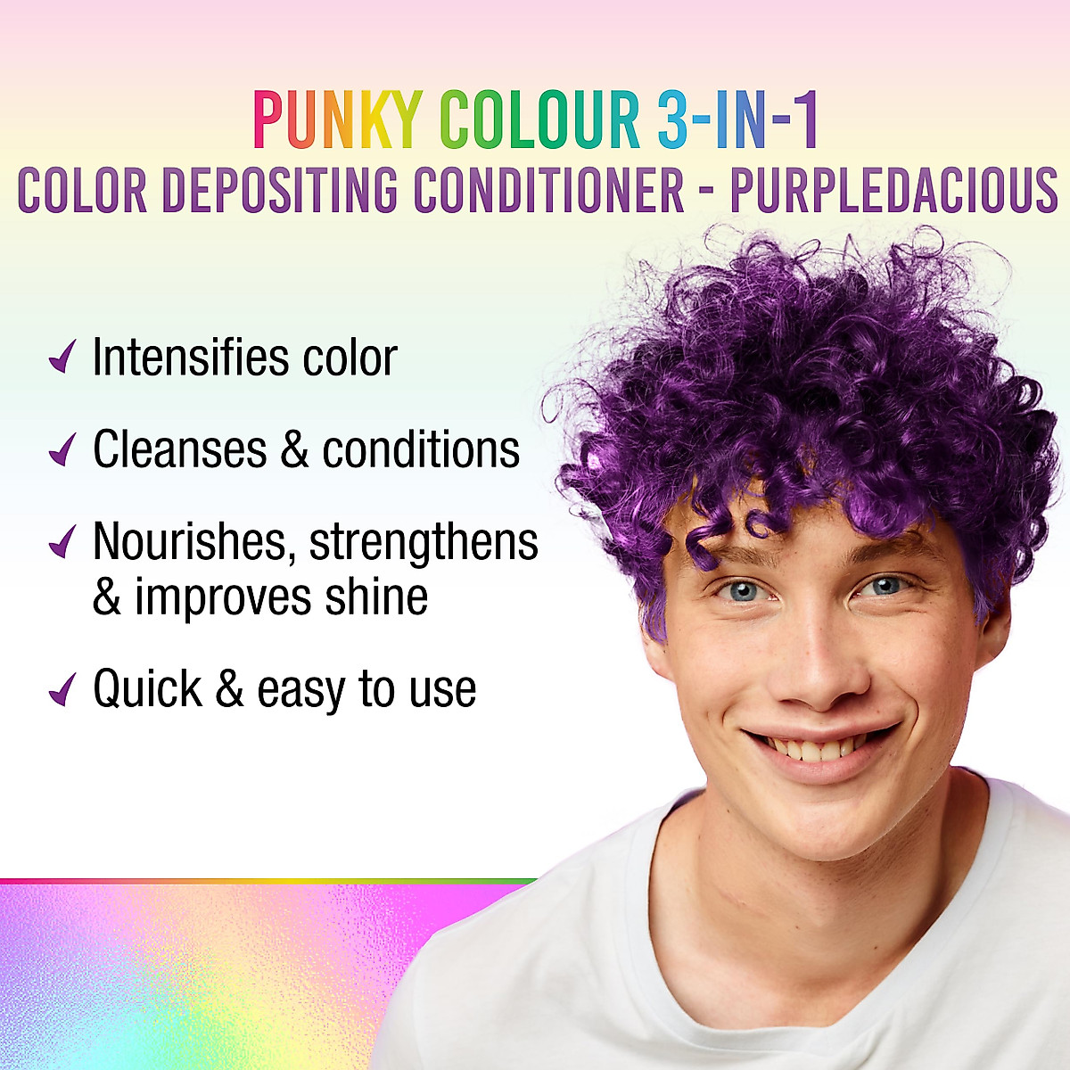 Punky Colour 3-in-1 Color Depositing Hair Cleanser & Conditioner, 8.5 fl oz. (Purpledacious)