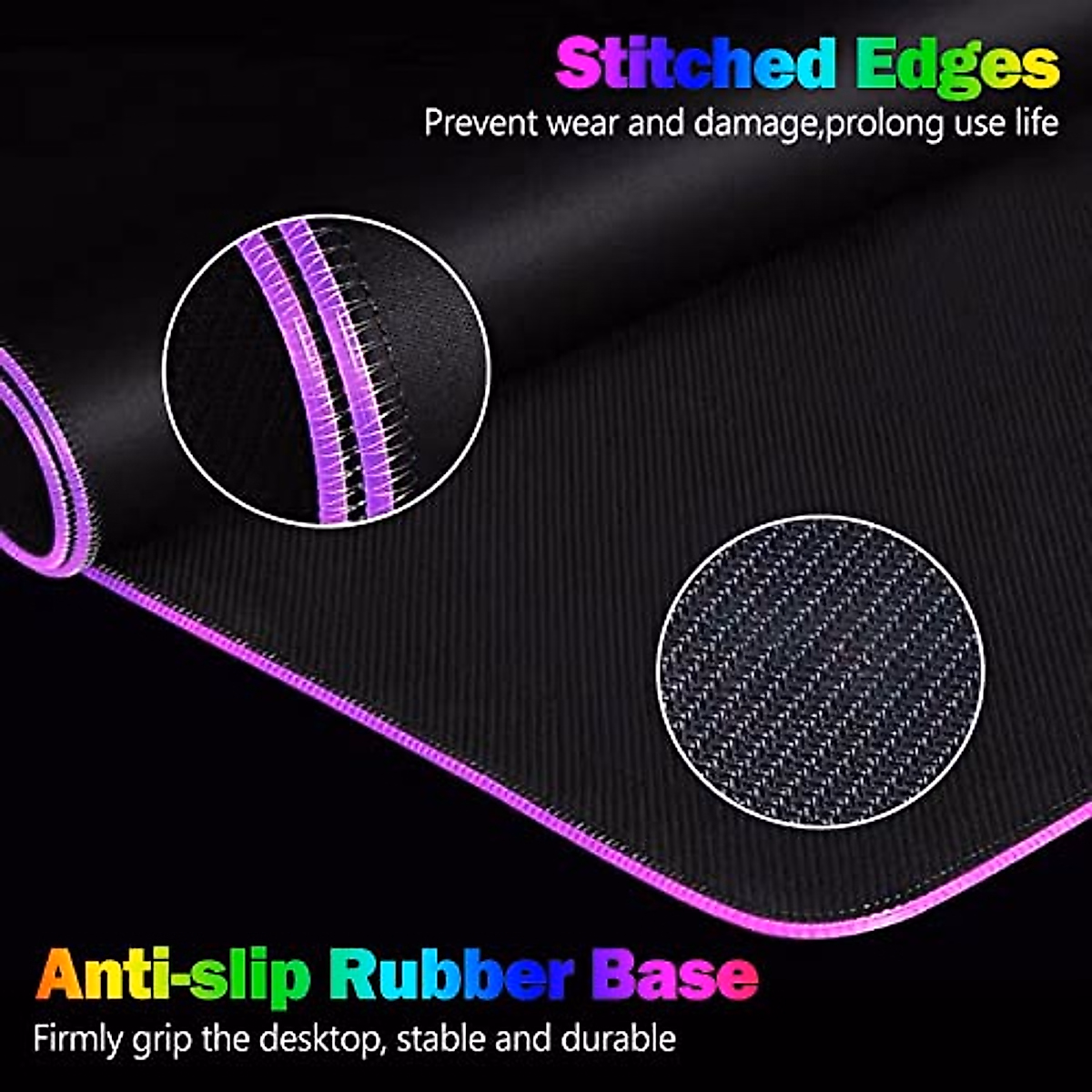 DINKY RGB Gaming Mouse Pad, Large Extended Soft Led Mouse Pad with 14 Lighting Modes, Water Resist Keyboard Pad, Computer Keyboard Mousepads Mat 31.4×11.8 inches- Purple Nebula