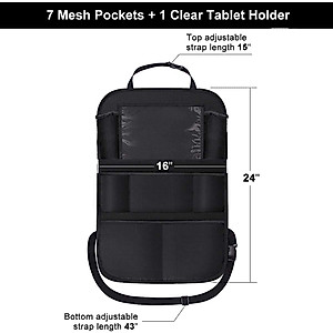 ONE PIX Backseat Car Organizer Mats Back Seat Organizers and Storage Bag with Touch Screen Tablet Holder for Kids Toddlers Seats, Travel Accessories, Road Trip Essentials (2PCS)