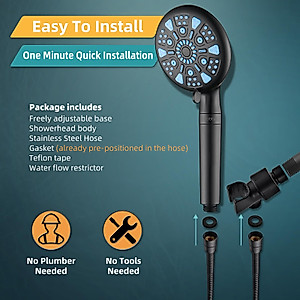 Cobbe Filtered Shower Head with Handheld, High Pressure 9-Mode Shower head Filters, 20 Stage Water Softener Filters Beads for Hard Water - Remove Chlorine - Reduces Dry Itchy Skin, Matte Black