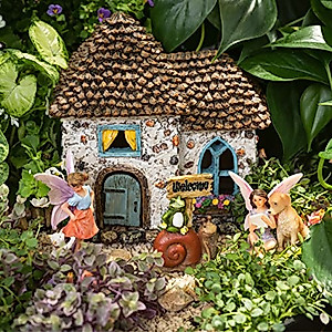 PRETMANNS Fairy Garden House Kit - Fairy Garden Accessories Outdoor - Fairy House & Fairies for Fairy Garden – Fairy Houses for Gardens Outdoor - Fairy House is 6” High 4 Piece Kit for Adults