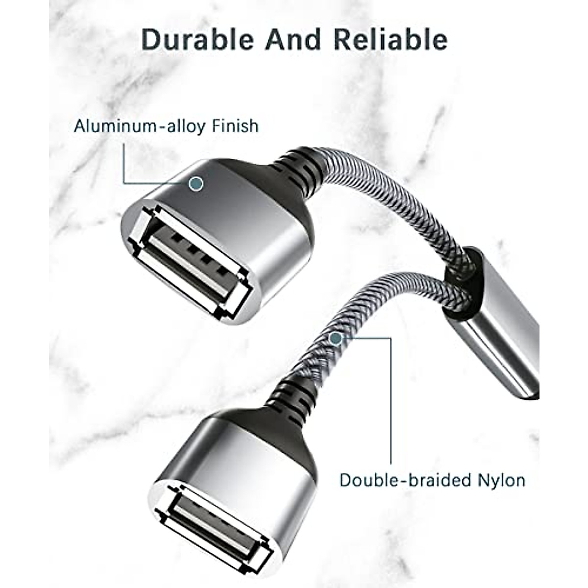 Basesailor USB Splitter 1 in 2 Out 1FT,USB A Male to Double Female Y Cable Extension Adapter,Dual USB Port Extender Hub,Data Charger Power Split for Car,Xbox One Series,PS4,PS5,Laptop,Keyboard,Mouse