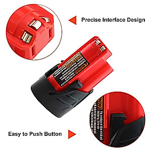 Amsbat 3000mAh 12 Volt Compatible with Milwaukee M12 Battery XC 48-11-2411 48-11-2420 48-11-2401 48-11-2402 48-11-2401 Lithium-ion Cordless Tools Batteries 2 Pack - Black