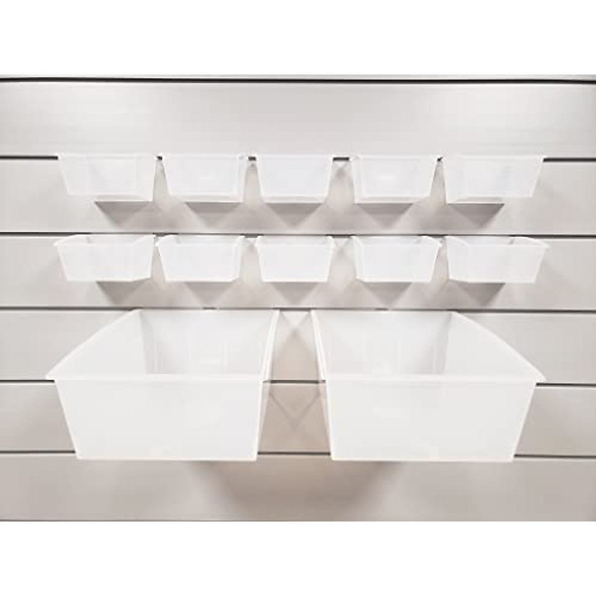 CrownWall Storage Bins Designed for Slatwall, Plastic Bin kit - 12 Pack