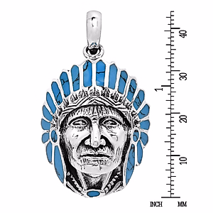 AeraVida Stylish Native American Style Simulated Blue Turquoise .925 Sterling Silver Pendant | Casual Pendant Unisex Jewelry | Jewelry Gift