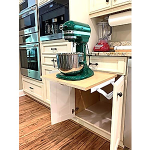 Wood Technology Kitchen Appliance Lift, White, with Self-locking Spring Mechanism for Heavy Appliance Storage and Space Savings