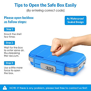 AMIR Portable Safe Box, Combination Security Case LockBox with Code, Waterproof Anti-Theft Mini Travel Safe Lockbox with Removable Chain, Portable Lock Box for Car Dorm Beach Hotel Personal Items Safe