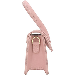 Nodeber Mini Crossbody Bag for Women Girls Synthetic Leather Flap Purse Styling Top-Handle Clutch Handbag Pink
