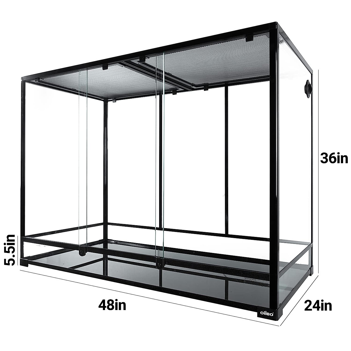 OIIBO 180 Gallon Large Glass Reptile Terrarium, 48" x 24" x 36" Tall & Wide Reptile Tank Front Opening Terrarium Tank with Double Sliding Door Top Screen Ventilation Reptile Habitat