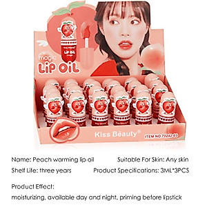 Mrettick 3Packs Hydrating Lip Oil Temperature Color Changing Lip Oil Plumping Lip Gloss Moisturizing Lip Oil Tinted for Lip Care and Dry Lip (#3)