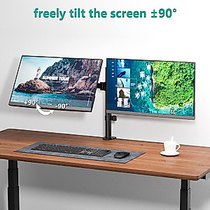 WALI Dual Monitor Desk Mount, Monitor Stand for 2 Monitors Up to 27inch, Dual Monitor Mount Max 22lbs for Home, Office, School (M002), Black