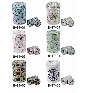 Leoyoubei 3.55x2.55 Inch Dry Storage Tinplate Caddy Box Retro Double Cover Home Kitchen Storage Containers Colorful Tins Round Tea Tins Set of 6 (shipped randomly)