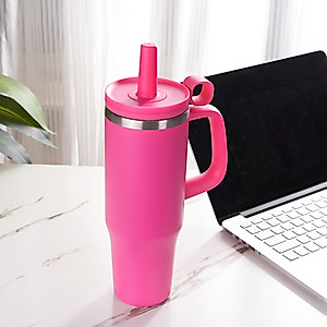 40oz Tumbler, Insulated Stainless Steel Water Bottle with Straw, Cover Cap, Leak Proof Travel Tumbler with Handle, BPA-Free, Cupholder Friendly, Gifts for Women & Men, Passion Pink