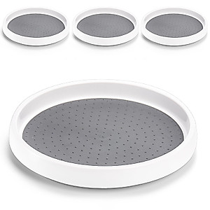 Lawei 3 Pack Pantry Cabinet Lazy Susan Turntable - 10 Inch Non-Slip Lining Kitchen Storage Turntable for Cabinet, Pantry, Refrigerator, Countertop - Spinning Organizer for Spices, Condiments, Baking
