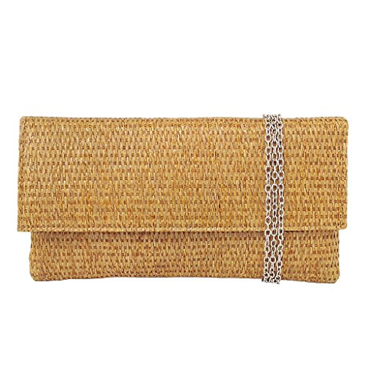 JNB Raffia Straw Clutch, Natural Medium