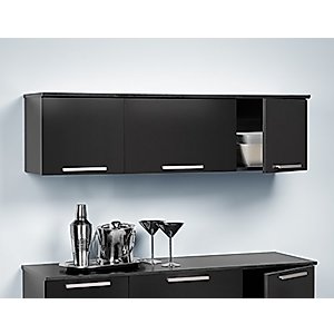 Black Coal Harbor Wall Mounted Hutch, 12.5"D x 47.25"W x 13"H, Black