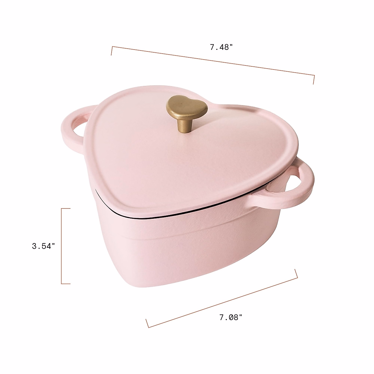 Beautiful 2-Quart Cast Iron Heart Dutch Oven, Pink Champagne, Drew Barrymore