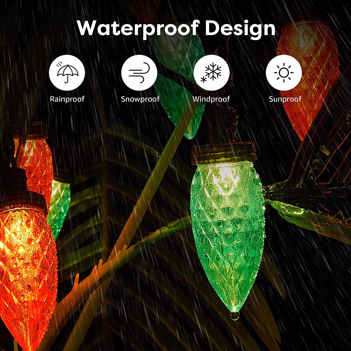 BlcTec Upgraded Super Big C9 Christmas Lights, 100 LED 66 FT Christmas String Lights with Remote, 8 Modes, Waterproof, Timer, Extendable for Indoor Outdoor Trees Eaves Christmas Decorations, Red Green