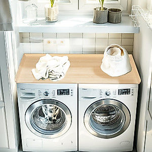 Securaiser Washer Dryer Countertop with Shelves, Wood Washer and Dryer Countertop, 26.8" x 53.9" Laundry Countertop, Burlywood