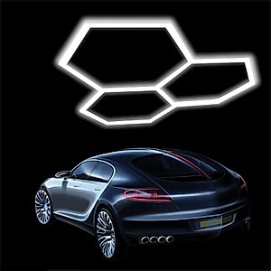 Hexagon LED Garage Light, Super Bright 106W 12600LM 65000K Daylight White LED Car Garage Light, 3 Hexagonal Grids for Garage, Shopping Mall, Workshop and Car Detailing etc. 82.67x82.67inch