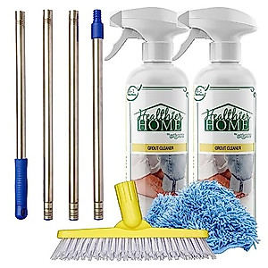 CHOMP Grout Cleaner And Brightener, Powerful Tile Floors Cleaning, For Showers, Bathrooms And Kitchens, Includes Easy Scrubber Grout Cleaner Brush To Refresh Grout, Remove Stains 2 Bottles x 32 Ounces