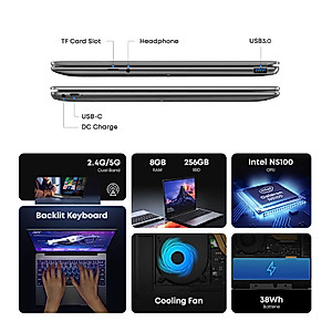 CHUWI 2022 Newest GemiBook Laptop Computer,Windows 10 Ultra-Thin Laptop,8G RAM 256GB SSD,Intel Celeron J4125 Processor,13 inch Full HD 2K IPS Display,PD Fast-Charge, Backlit Keyboard, Full Metal