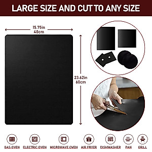 3 Pack Oven Liners for Bottom of Oven, Large Reusable Heavy Duty Oven Liners Protector Mats for Gas Oven Electric Oven Baking Sheet Toaster Microwave Grill, Nonstick BPA and PFOA Free, 23.62x15.75 in