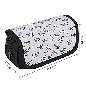 Paper Planes Pencil Case with Two Large Compartments Pocket Big Capacity Storage Pouch Pencil Bag for School Teen Adult