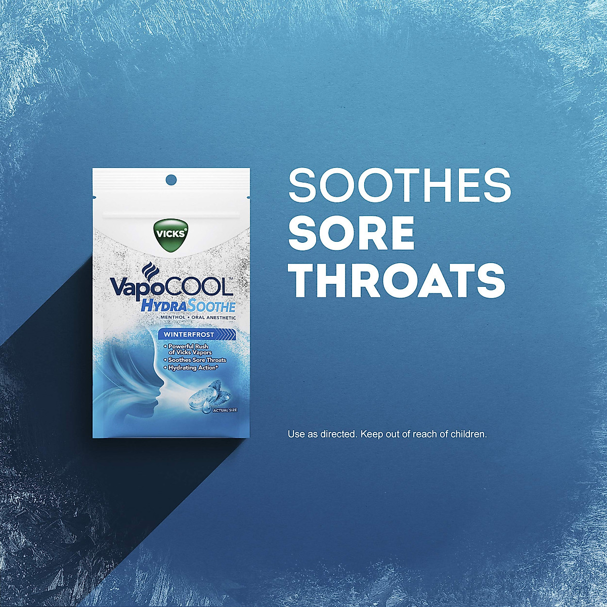 Vicks VapoCOOL HydraSoothe Medicated Drops, Best Relief to Soothe Sore Throat Pain, 20 Count