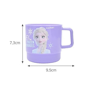 Lilfant Set of 2, Frozen Elsa Princess Mug, Plastic Cup with Handle, 250ml, Purple