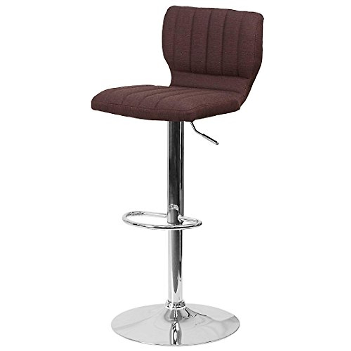 KLS Modern Barstools Adjustable Hydraulic 360 Degree Swivel Stable Steel Frame Fabric Padded Cushion Low Back Seat Design Dining Chair Pub Stool - (1) Brown # 1969