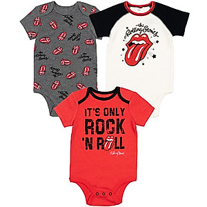 Rolling Stones Infant Baby Boys 3 Pack Bodysuits Red/Grey 24 Months