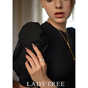 Ladytree Feather Angel Wings Adjustable Sterling Silver Open Thumb Ring for Women Loss of Mom Daughter Loved Ones Mother’s Day Rememberance Sympathy Memory Miscarriage Purity Jewelry Size 7