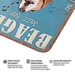 ZZZRSYR Funny Novelty Metal Sign- Beagle Dog Jazz Ba - Retro Wall Decor Gift for Man Cave Home Gate Garden Bars Cafes Office Store Club 8 X 12 INCH