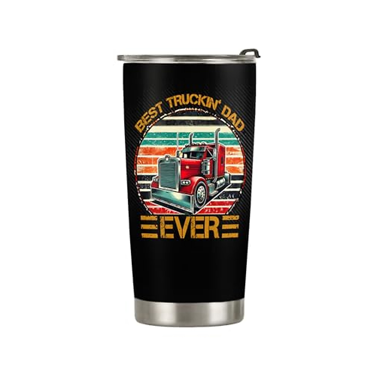 20oz Best Trucking Dad Tumbler, Truck, Trucker Gifts for Dad, Parent, Grandpa, Father Gifts, Coffee Thermos for Men, Stainless Steel Double Wall Vacuum Insulated Coffee Mug, Travel Cup with Lid