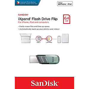 SanDisk 64GB iXpand USB Flash Drive Flip SDIX90N-064G