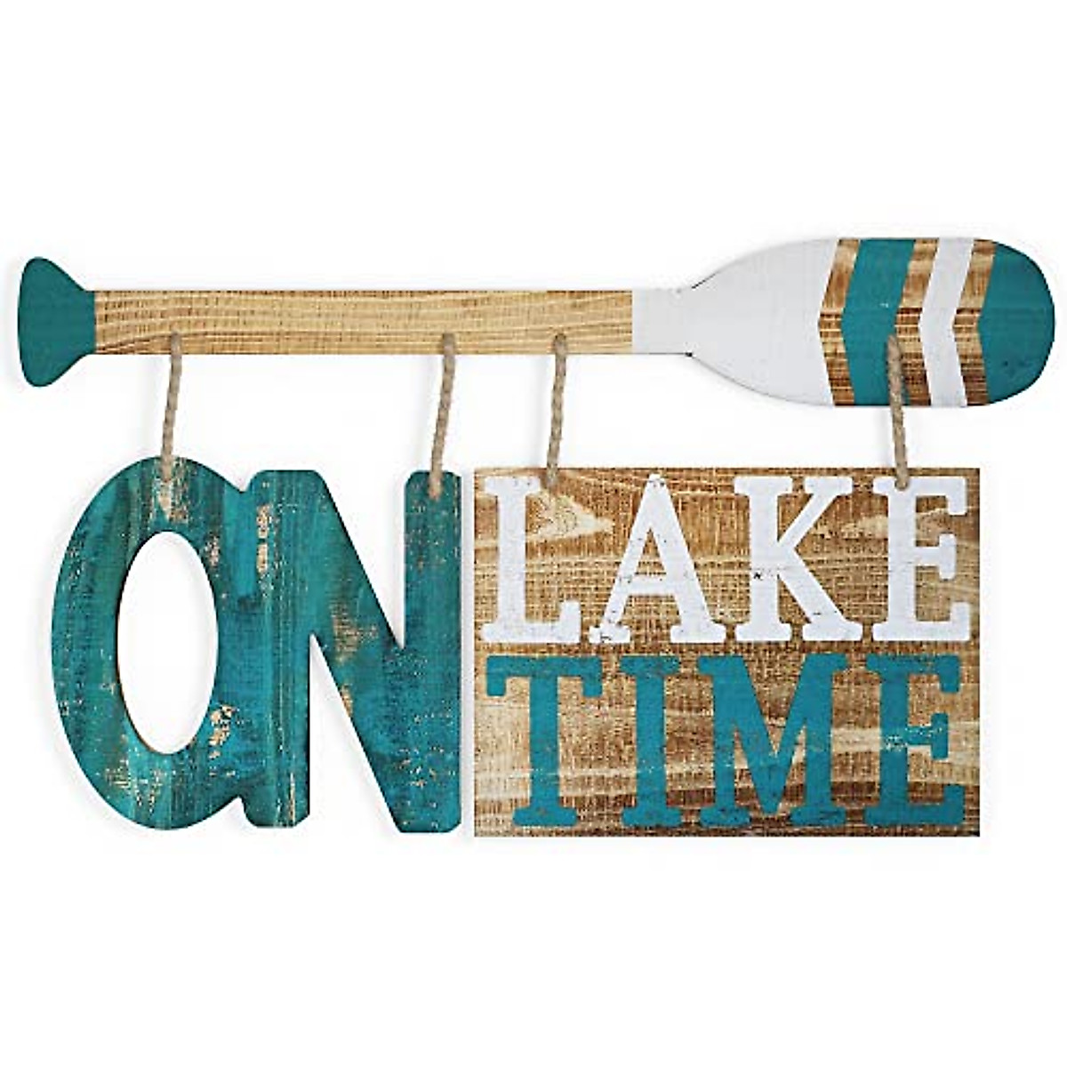 Barnyard Designs 'On Lake Time' Lake House Decor for the Home, Hanging Lake Wall Decor Lake Sign, Lake House Sign for Lake House Kitchen, Rustic Lake Decor for Home, 23.5" x 13"
