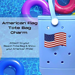 Boglets - USA Flag Charms - Decorative Charms for Displaying Patriotism - Compatible with Bogg Bags, Simply Southern and other Tote Bags (USA Flag)