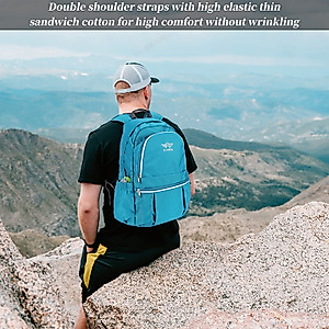 ALVARZA Hiking Backpack, 36L Water-resistant Lightweight Packable Daypack, Multi Function Folding Sling Bag for Travel Camping Outdoor Cycling, Bule