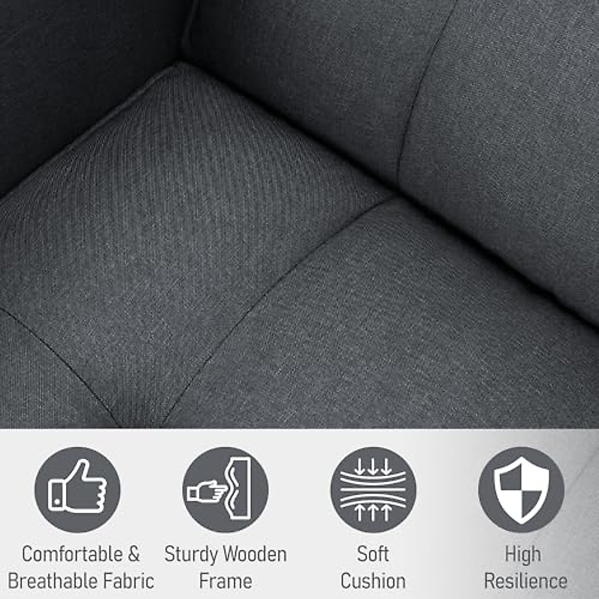 AVAWING Futon Sofa Bed, Modern Linen Fabric Convertible Upholstered Couch with Adjustable Back, Arms and High Strength Nylon Legs for Living Room, Apartment, Office (Grey)