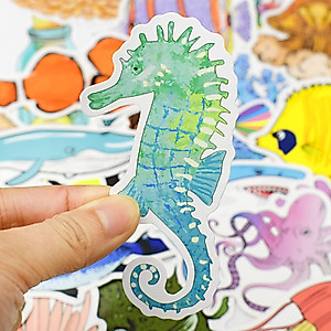 Summer Beach Stickers Ocean Animal Stickers Combo 100 PCS, Vinyl Waterproof Ocean Theme Stickers Bulk for Kids Teens Adults, Cute Sea Animal Stickers for Water Bottle, Laptop, Surfboard, Luggage