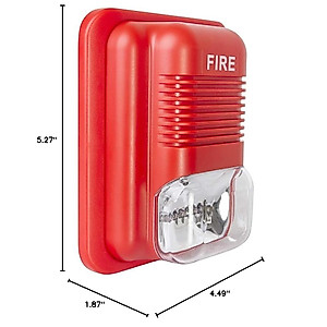 Fire Alarm Siren Security Horn Buzzer 12VDC 24V Sound and Light Fire Warning Strobe Siren for Single Action Manual Pull Station or Alarm System