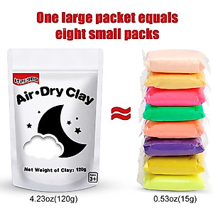 ifergoo White Air Dry Clay, Modeling Clay for School Art & Craft Project. Refill White Clay for Kids Age 3-12, Boys and Girls Gift