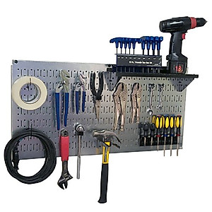 Wall Control Pegboard 16in x 32in Horizontal Galvanized Metal Pegboard Tool Board Panel